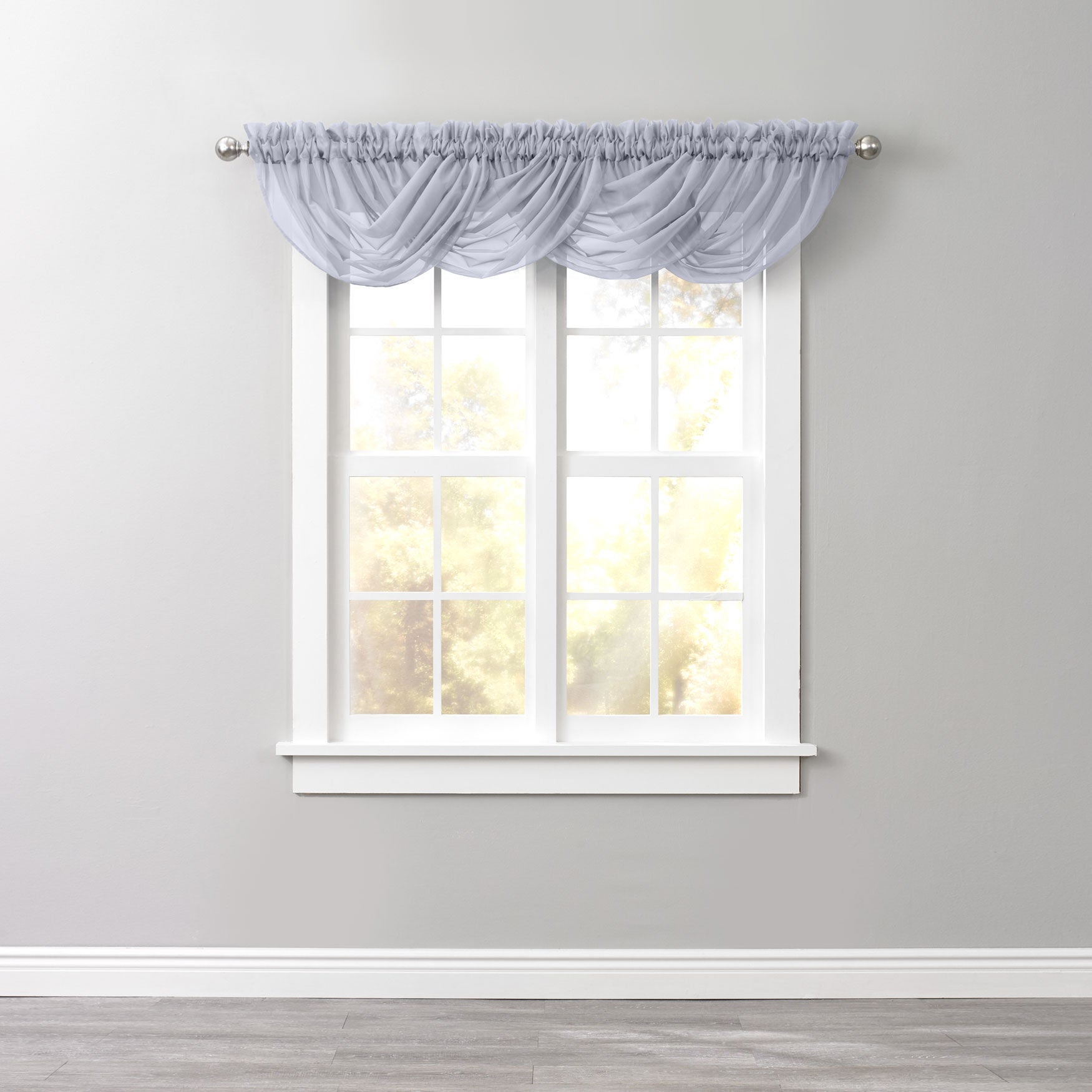 Affordable BH Studio Sheer Voile Toga Valance, Slate | Brylane Home