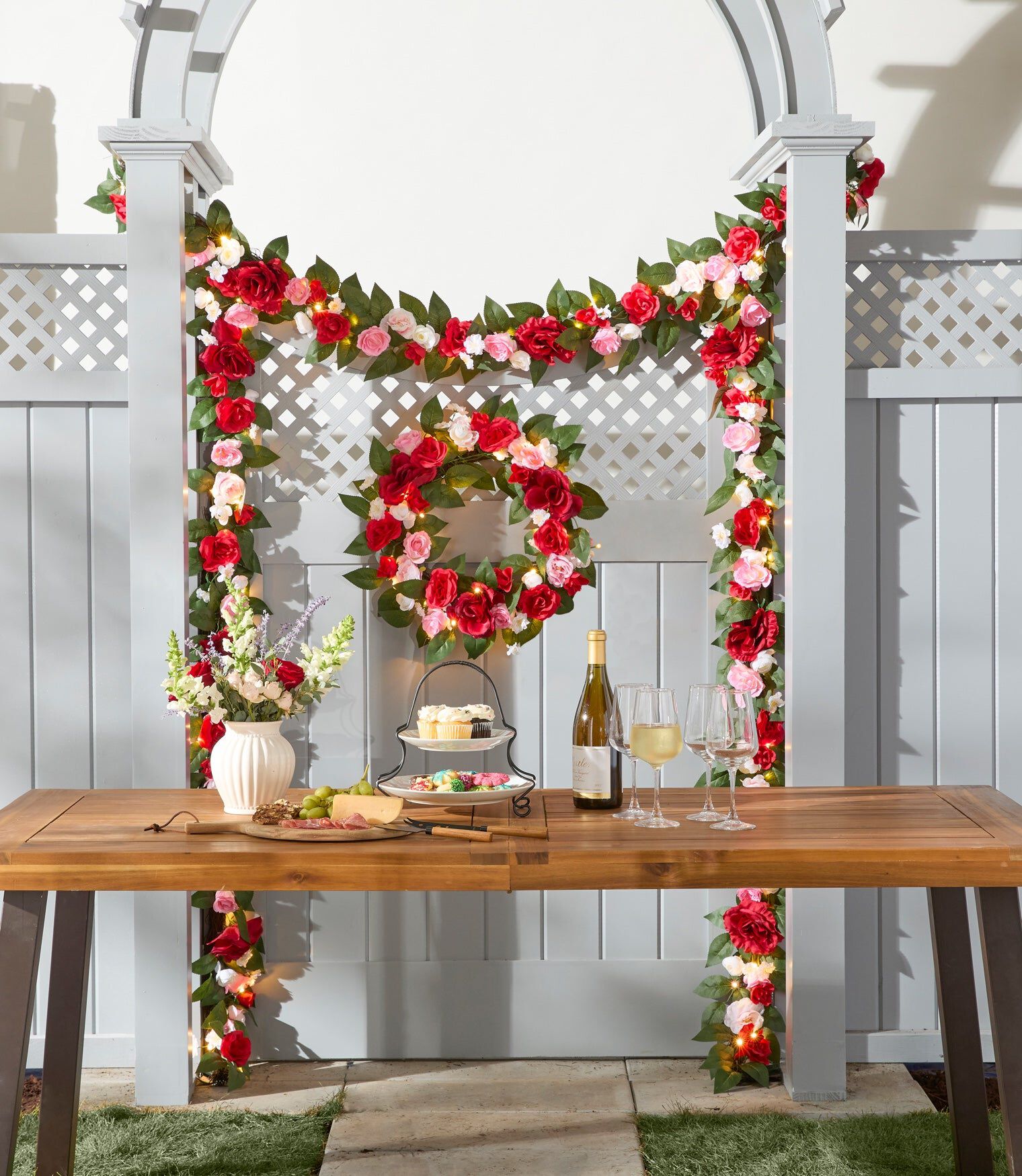 Pre-Lit Rose Bloom 24" Wreath | Brylane Home