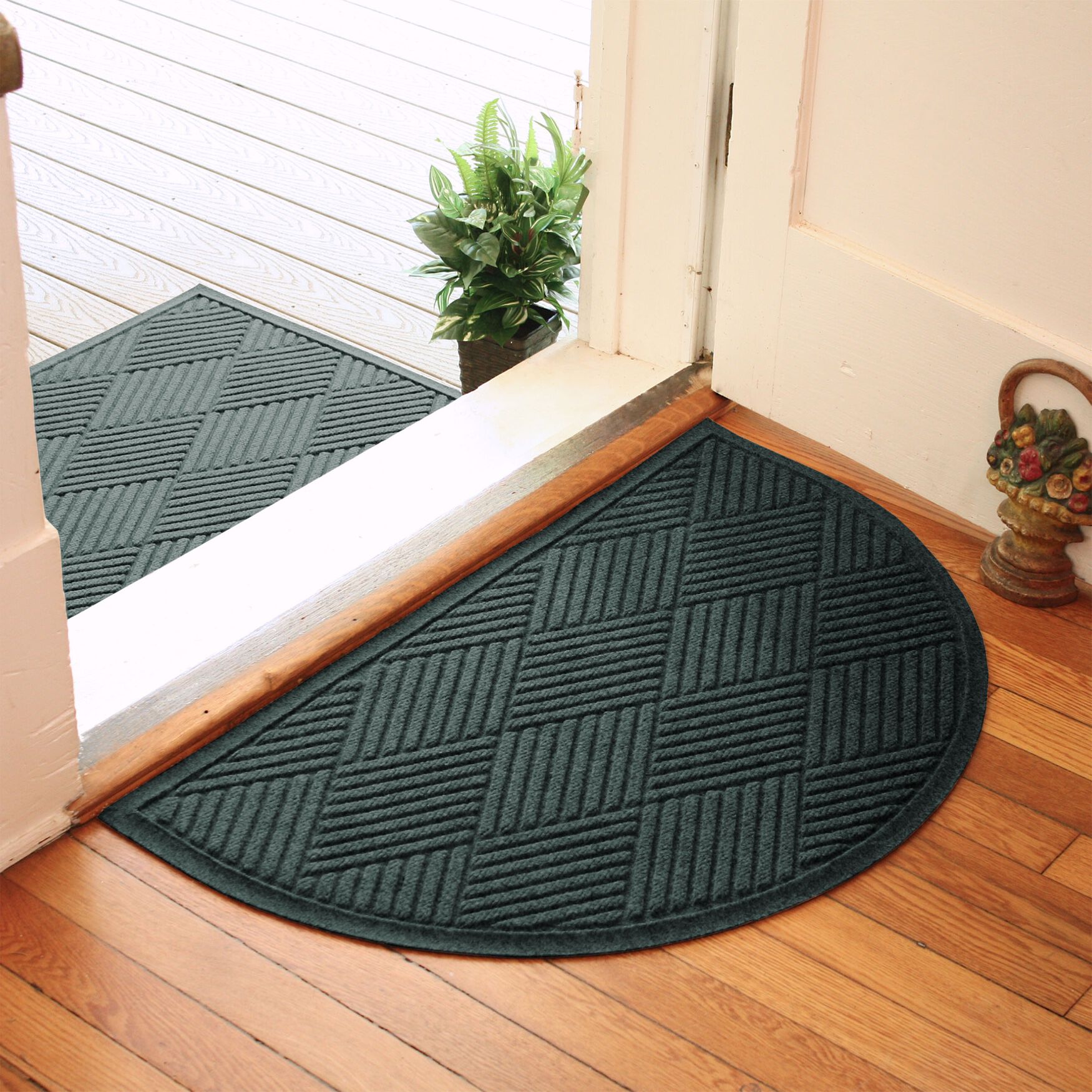 WaterHog Diamonds Indoor/Outdoor Half Round Door Mat | Brylane Home