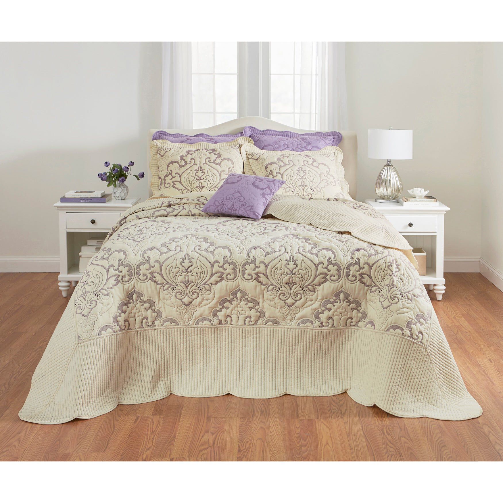 Traditional Amelia Bedspread, Grey | Brylane Home