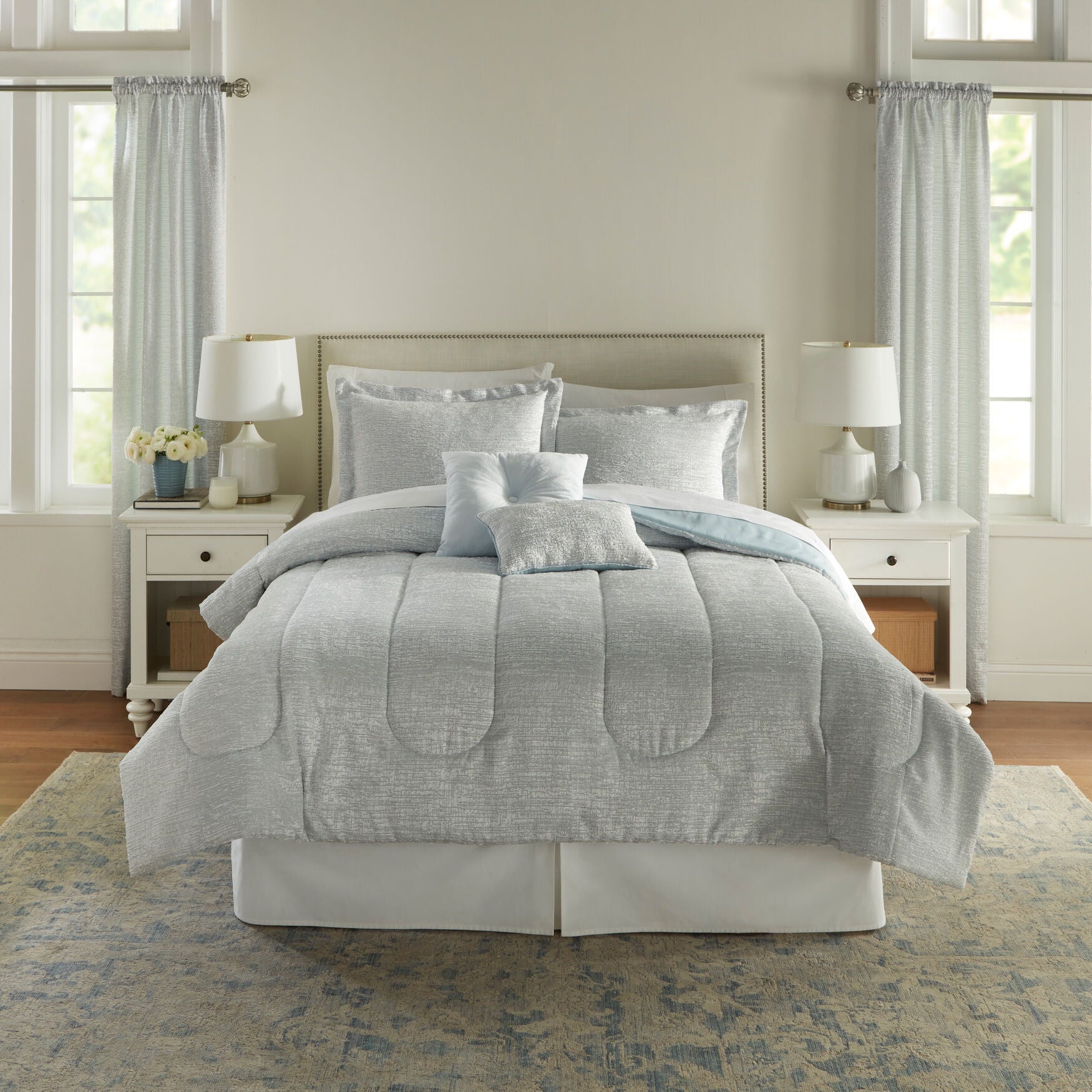 Seasonal Covington 9-piece Comforter Set, Mineral Blue | Brylane Home
