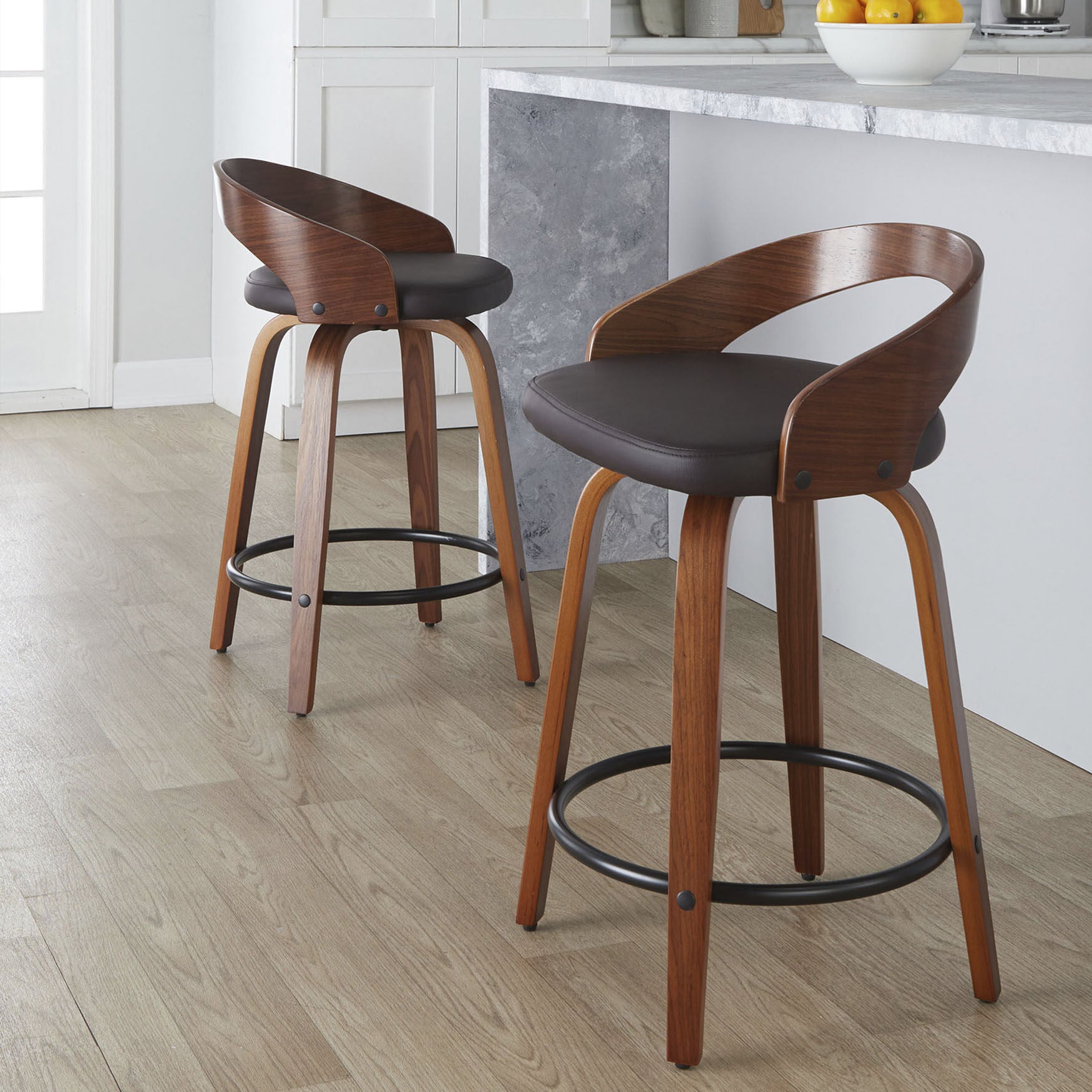 Seasonal Grotto 24" Fixed-Height Counter Stool - Set Of 2, Light Gray ...