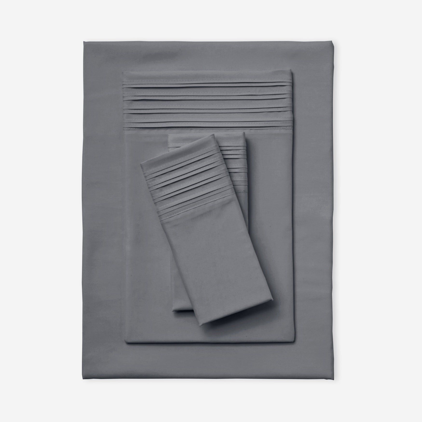 Simple Microfiber Pleated Hem Sheet Set, Gray | Brylane Home