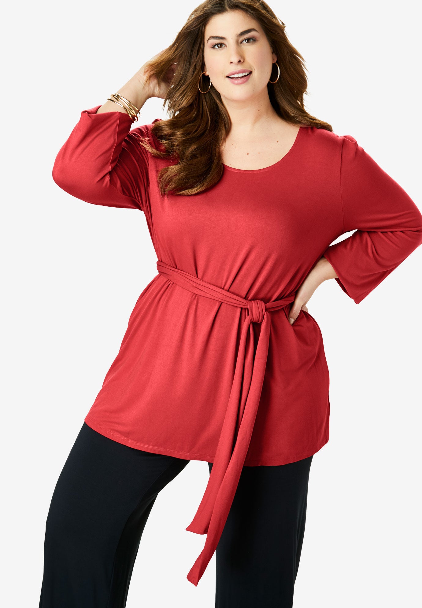 Belted Knit Tunic | Brylane Home