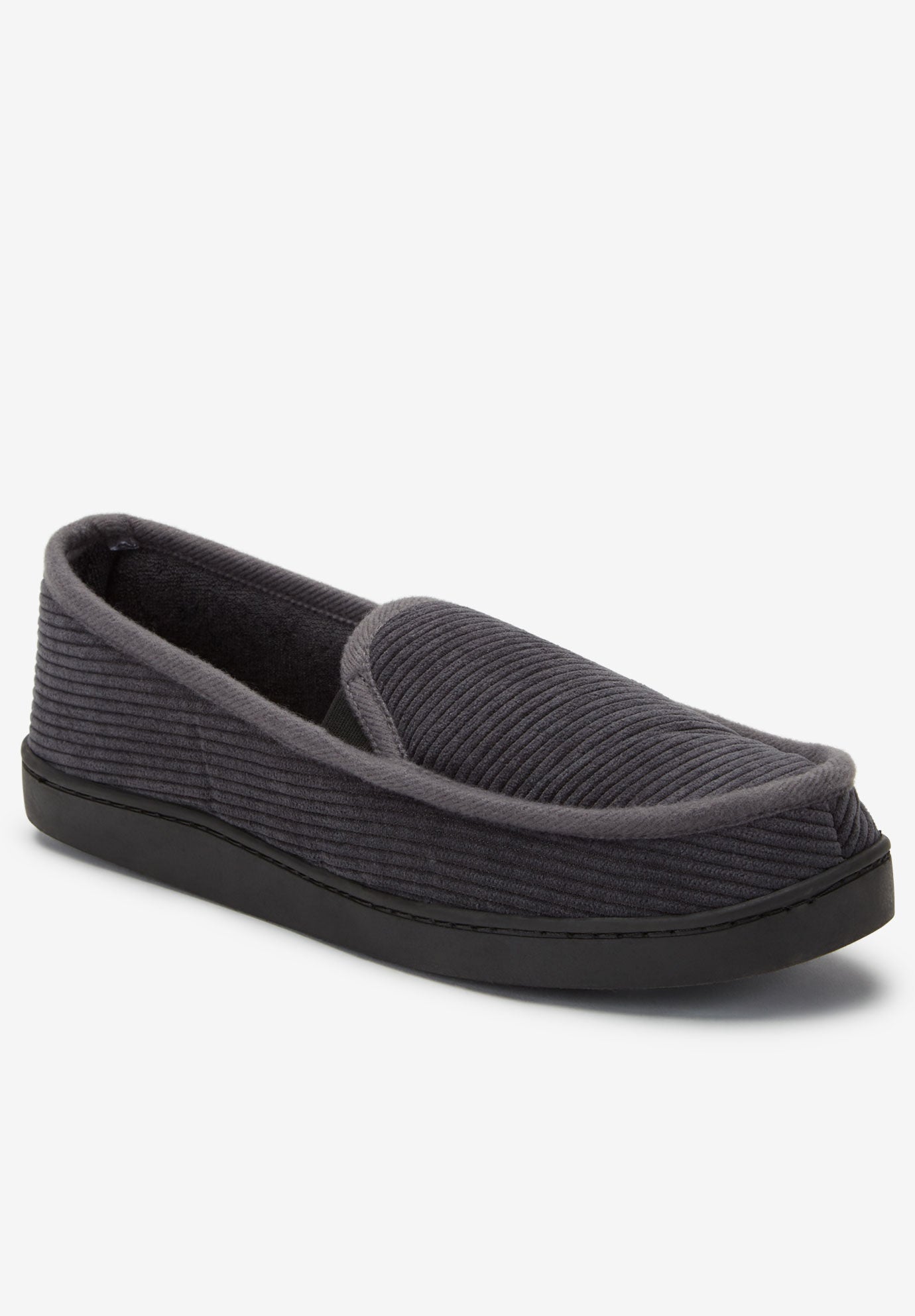 Affordable Cotton Corduroy Slippers, Rich Burgundy | Brylane Home