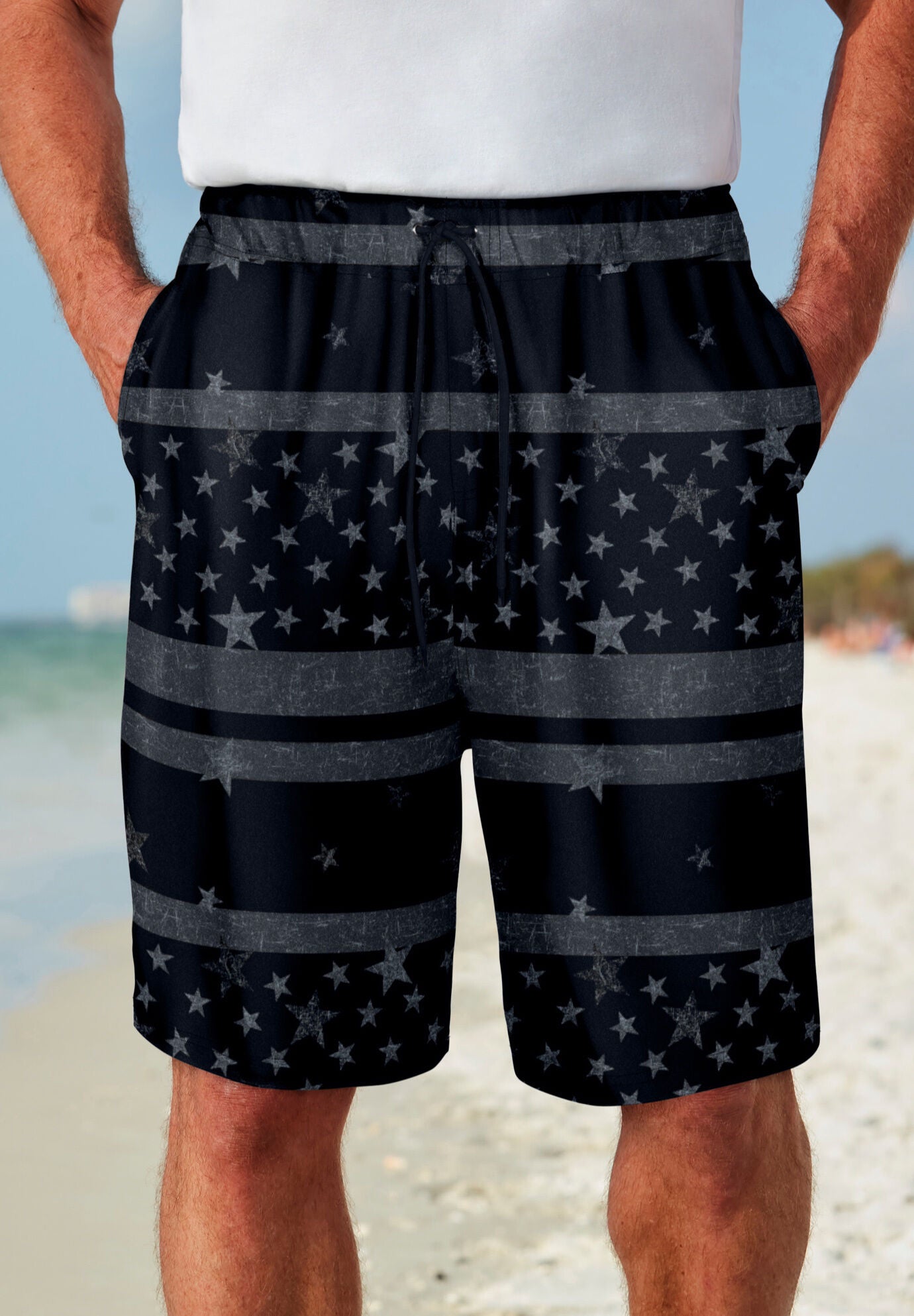 Basic 8" 4-way Flex Swim Trunk | Brylane Home