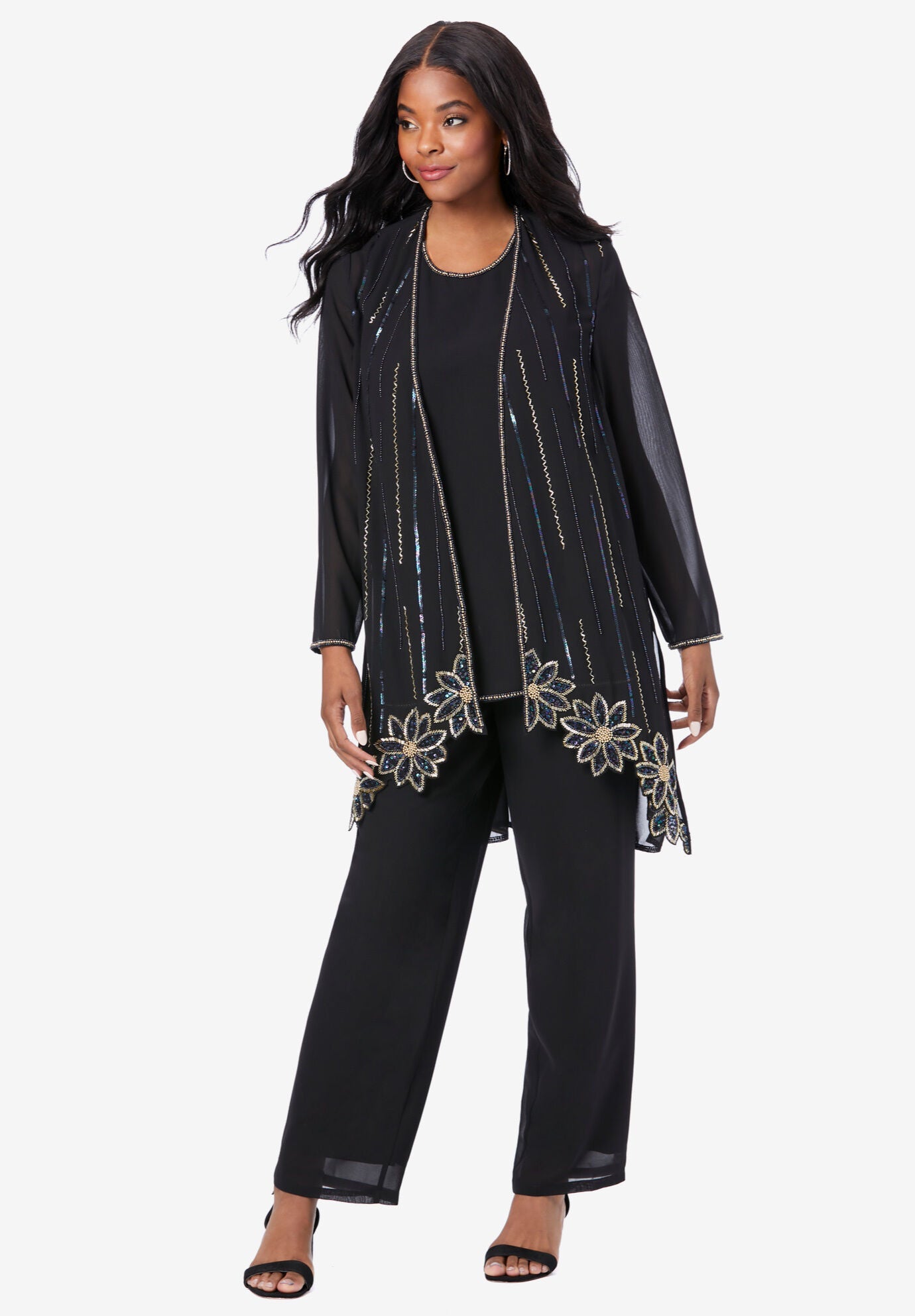 Three-Piece Beaded Pant Set | Brylane Home