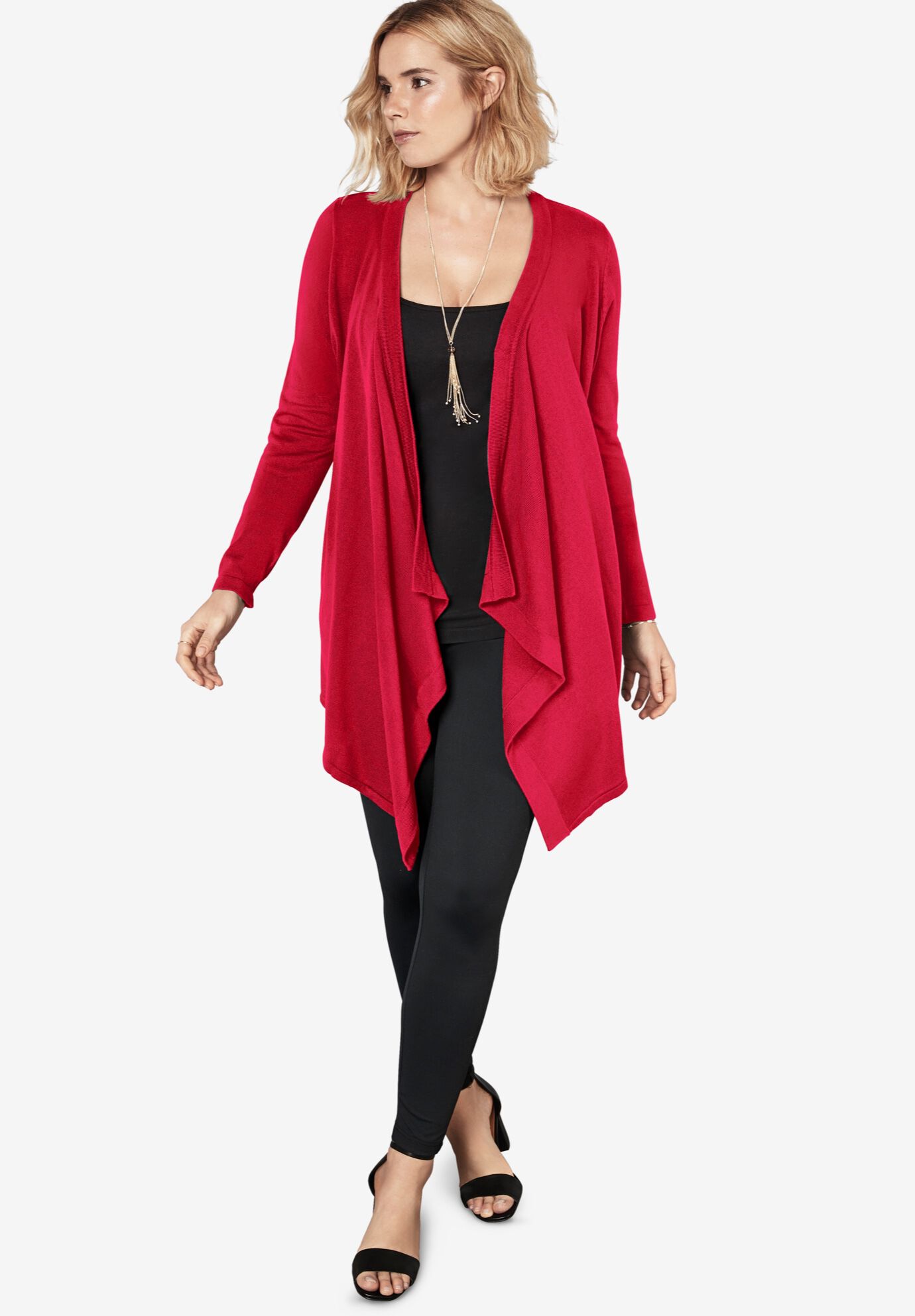 Fine Gauge Handkerchief Hem Cardigan Sweater | Brylane Home