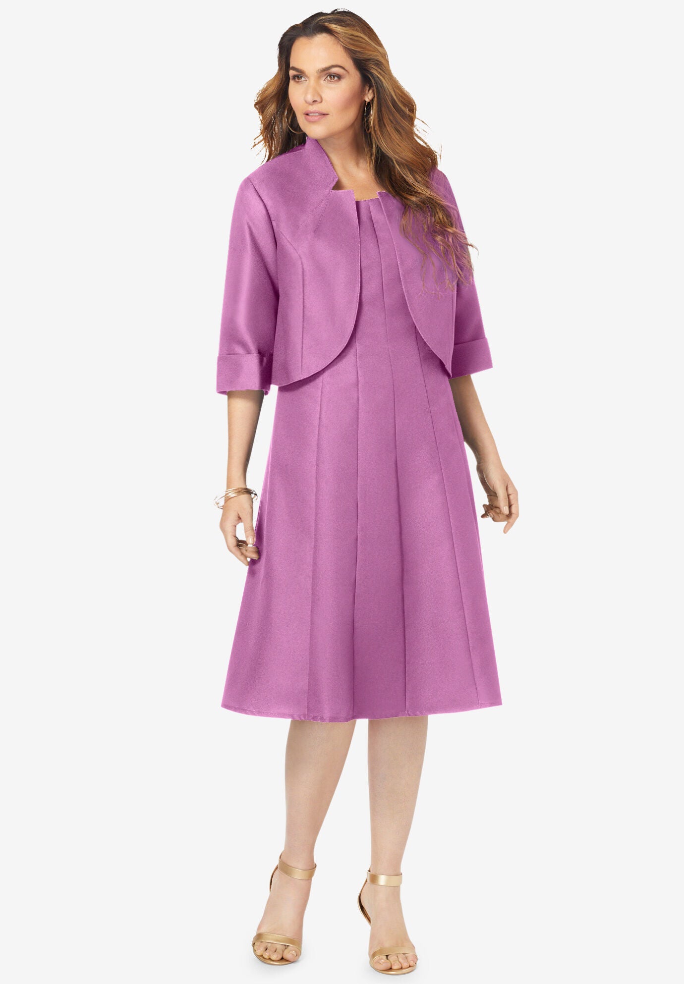 Fit And Flare Jacket Suit Dress | Brylane Home