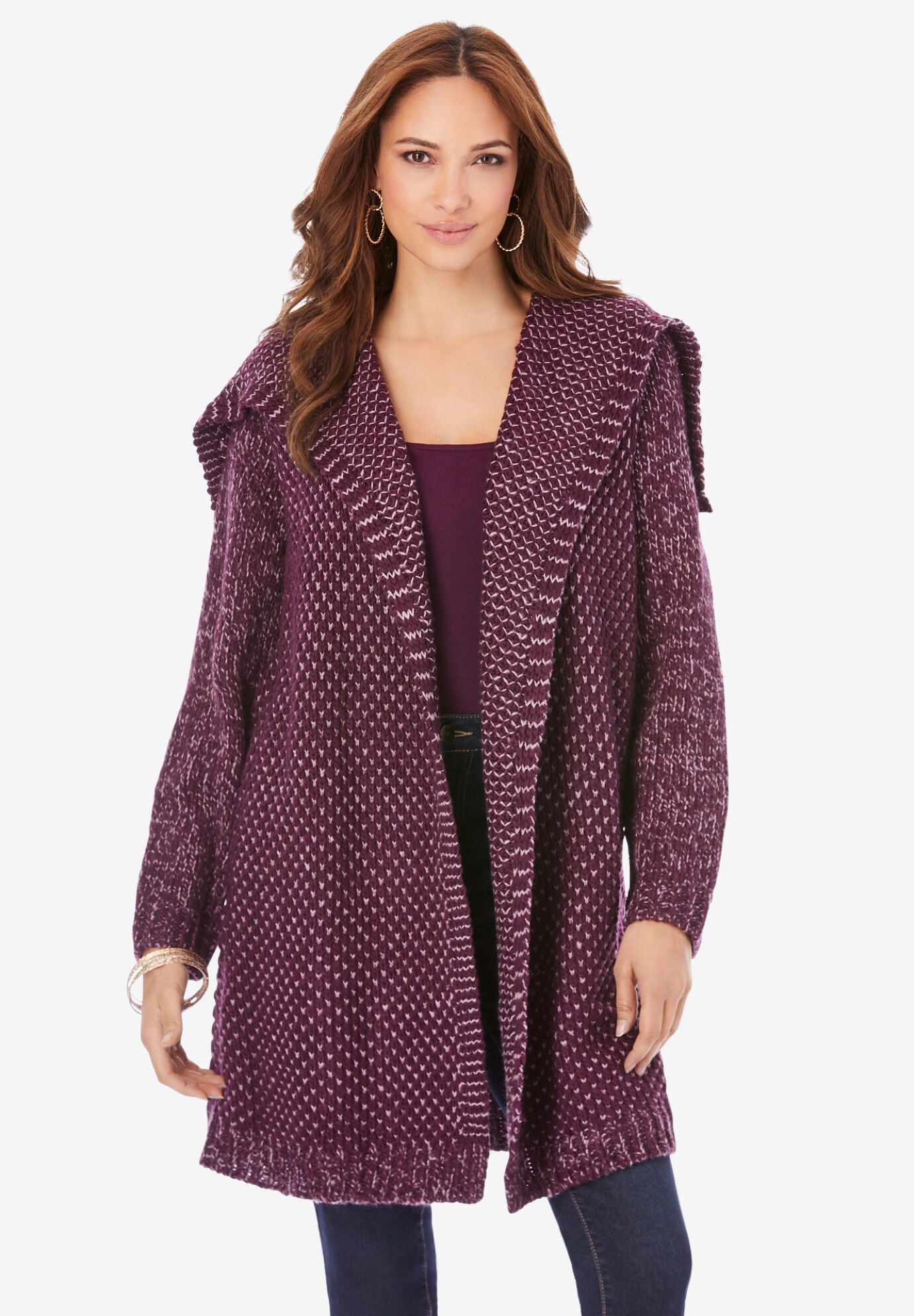 Marled Open Cardigan | Brylane Home