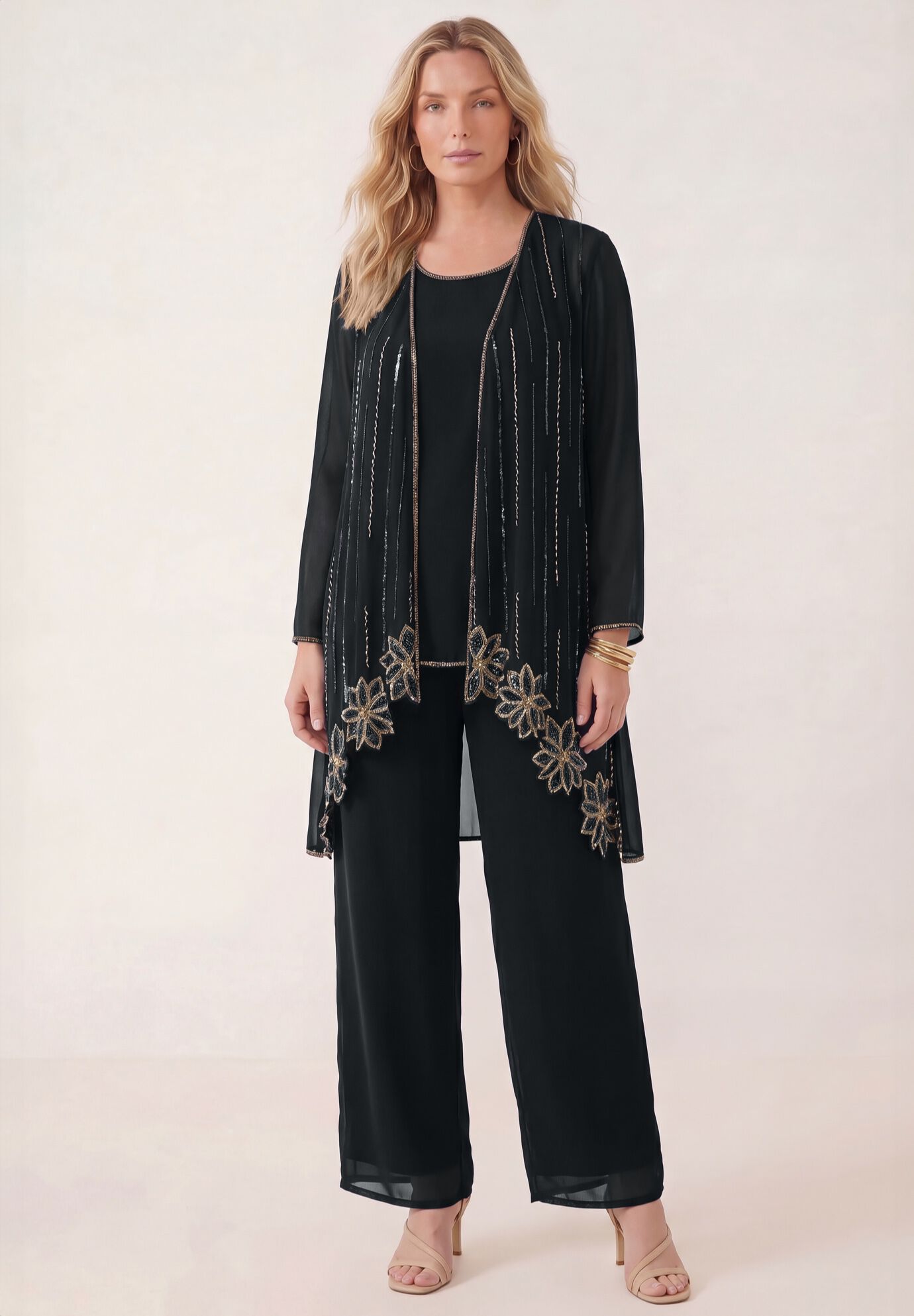 Floral Beaded Pant Set | Brylane Home