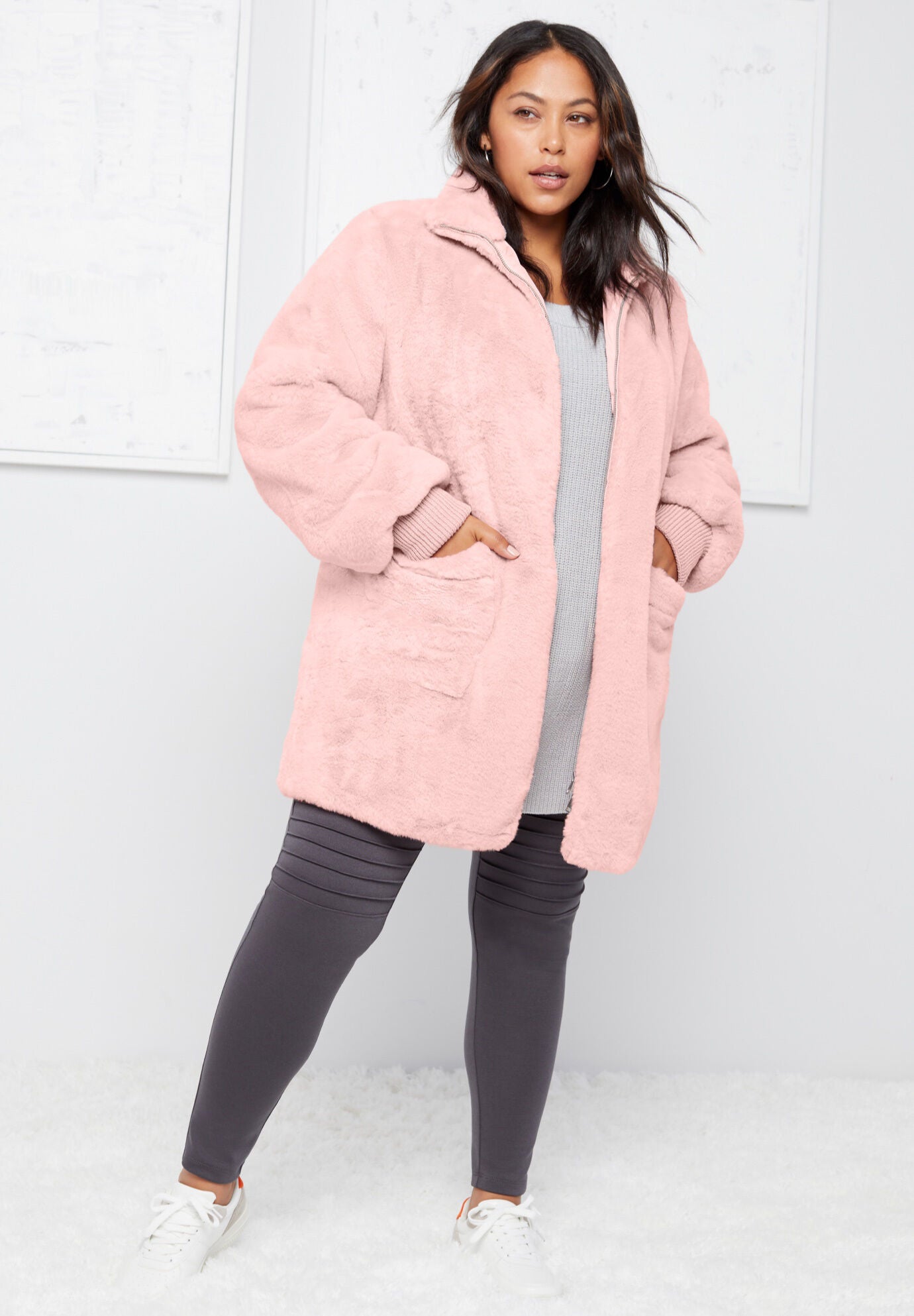 Zip-Up Faux Fur Jacket | Brylane Home