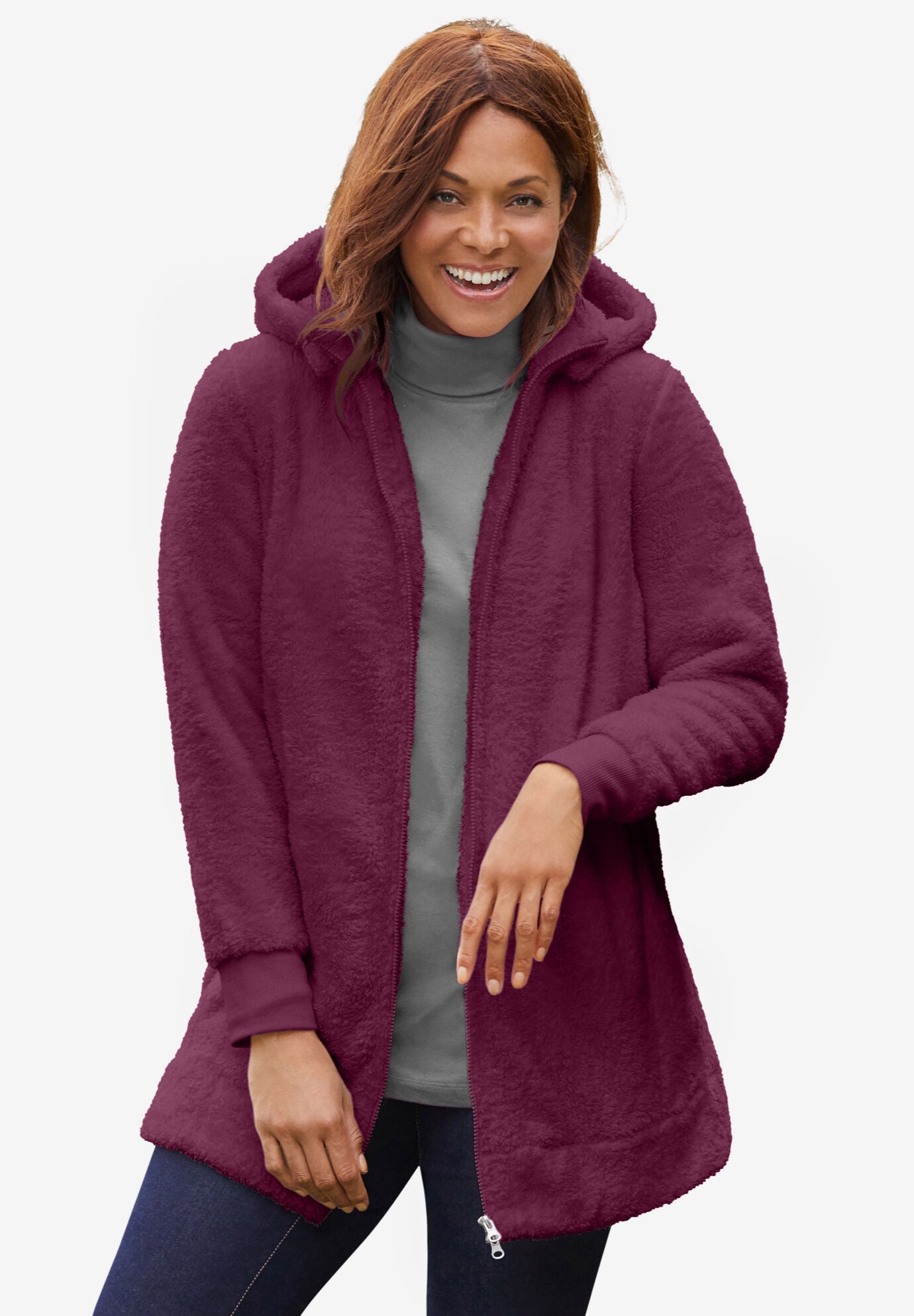 Fluffy Fleece Hoodie Jacket | Brylane Home