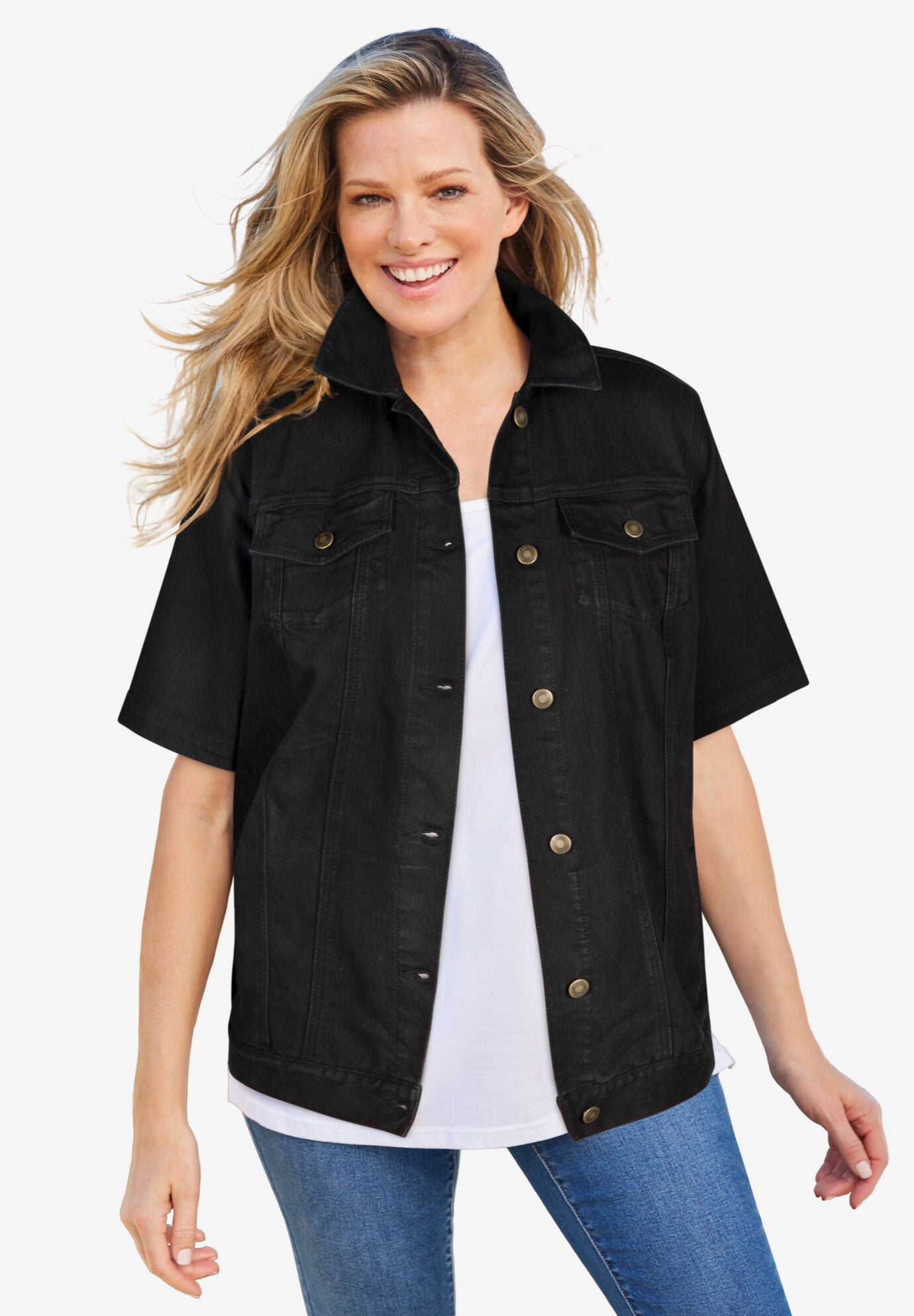 Short-Sleeve Denim Jacket | Brylane Home