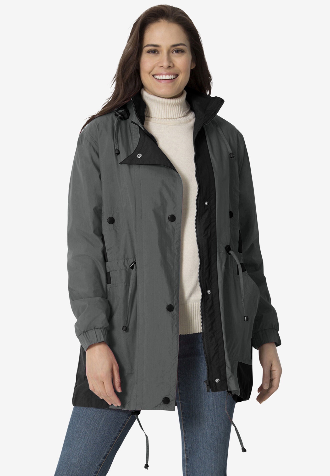 Colorblocked Taslon® Anorak | Brylane Home