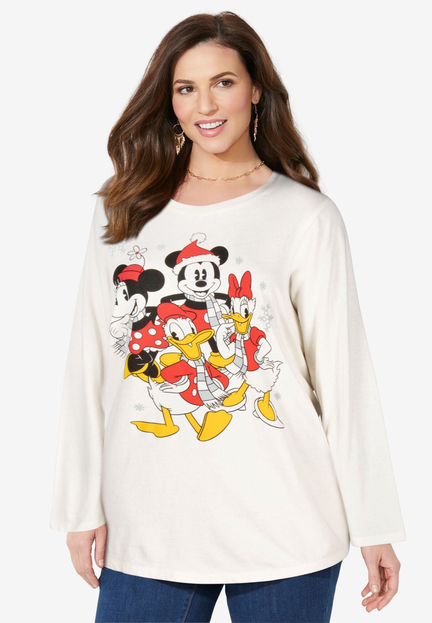 Ivory Disney Friends Long-Sleeve Crew Tee | Brylane Home