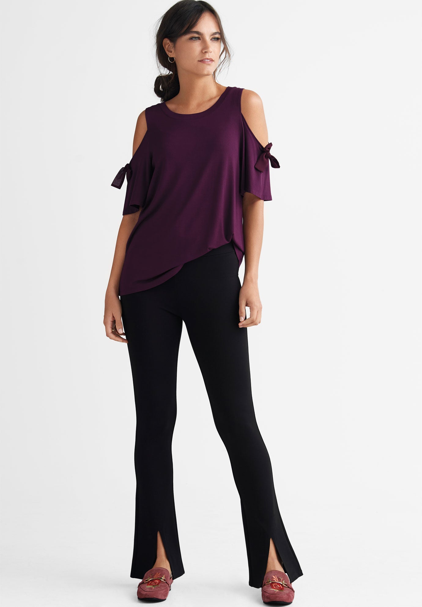 Front-Slit Boot Leg Ponte Pants by ellos® | Brylane Home