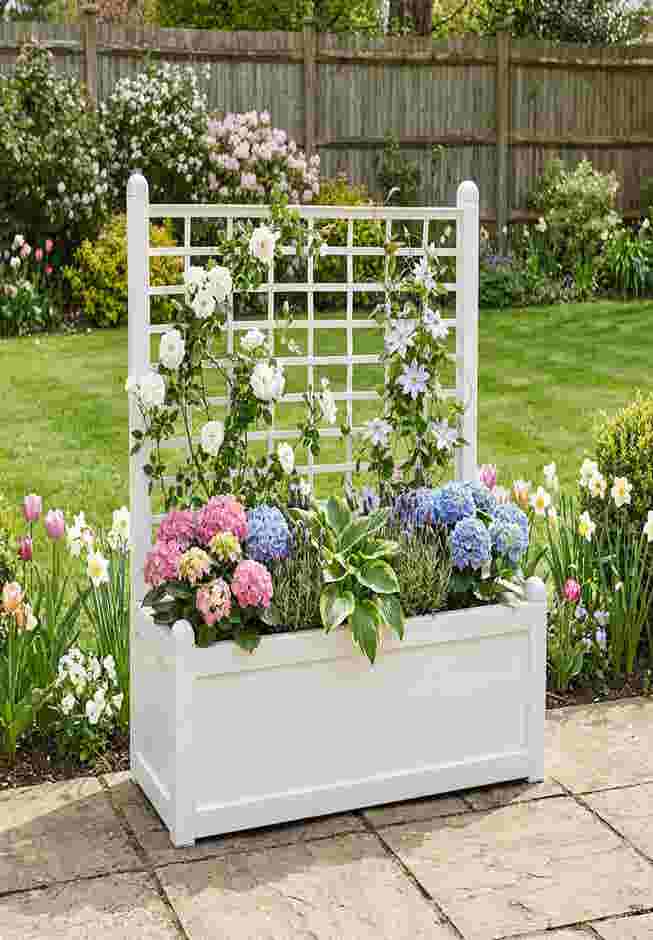 Simple Flower Box With Trellis, Bronze | Brylane Home