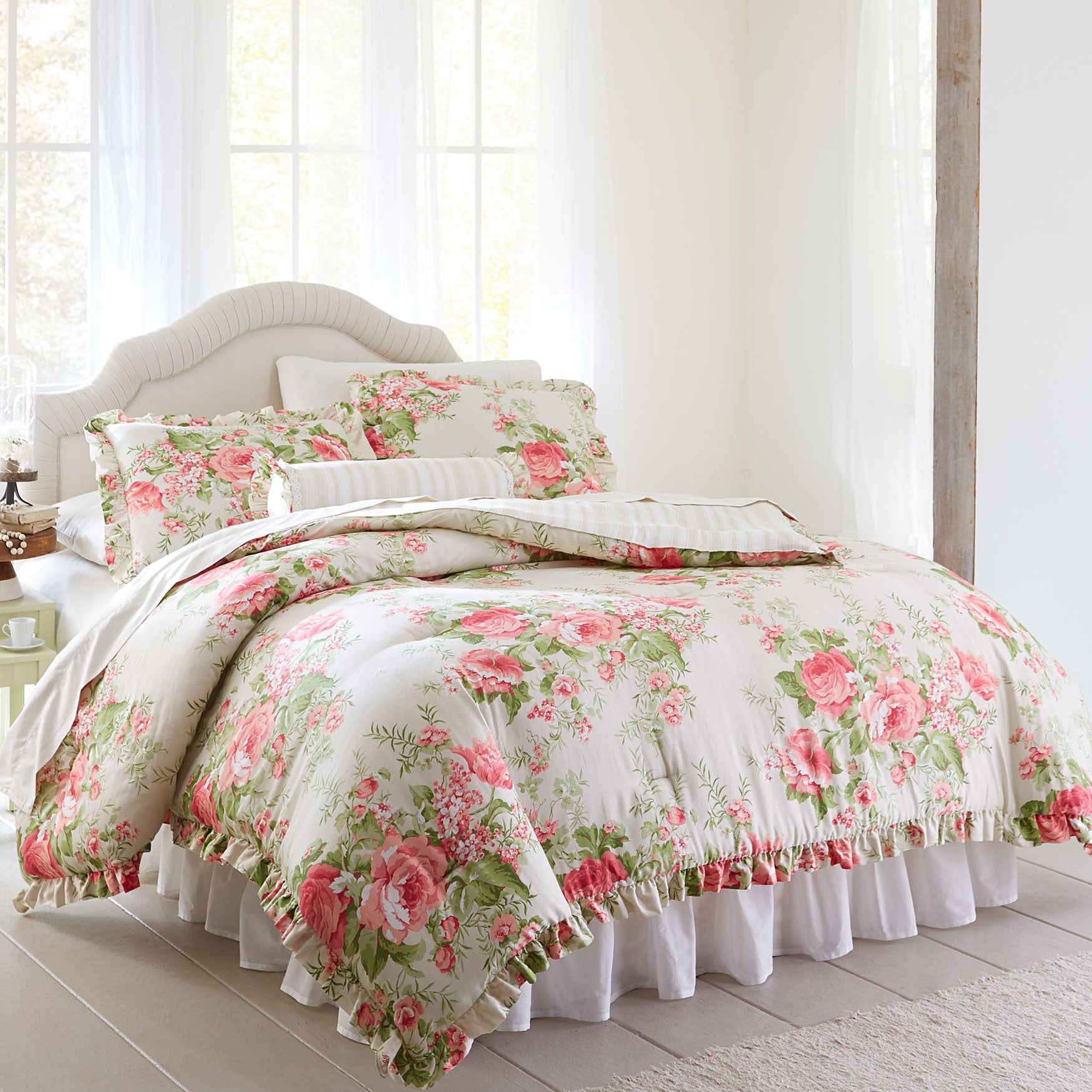 Brianna Cabbage Rose Comforter| Bedding | Brylane Home