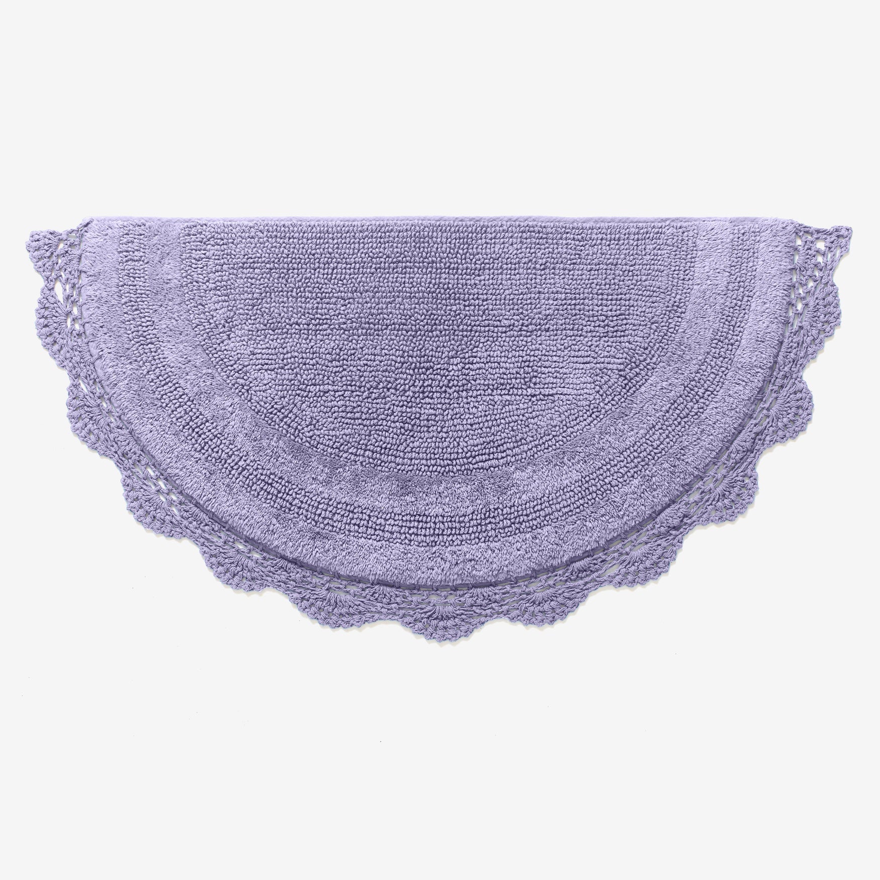 Simple Half Round Reversible Crochet Bath Mat, Lavender | Brylane Home