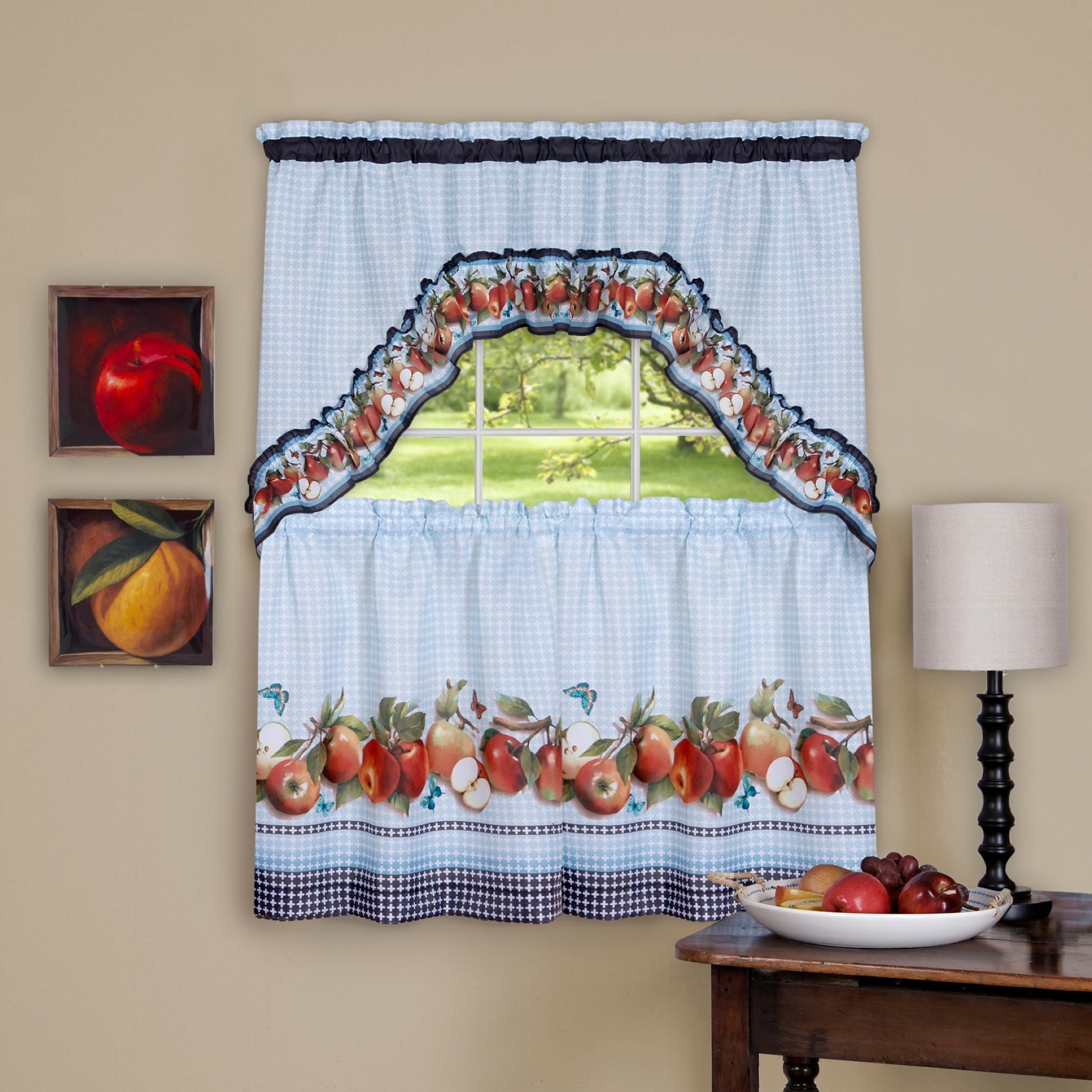 Seasonal Golden Delicious Printed Tier & Swag Window Curtain Set ...