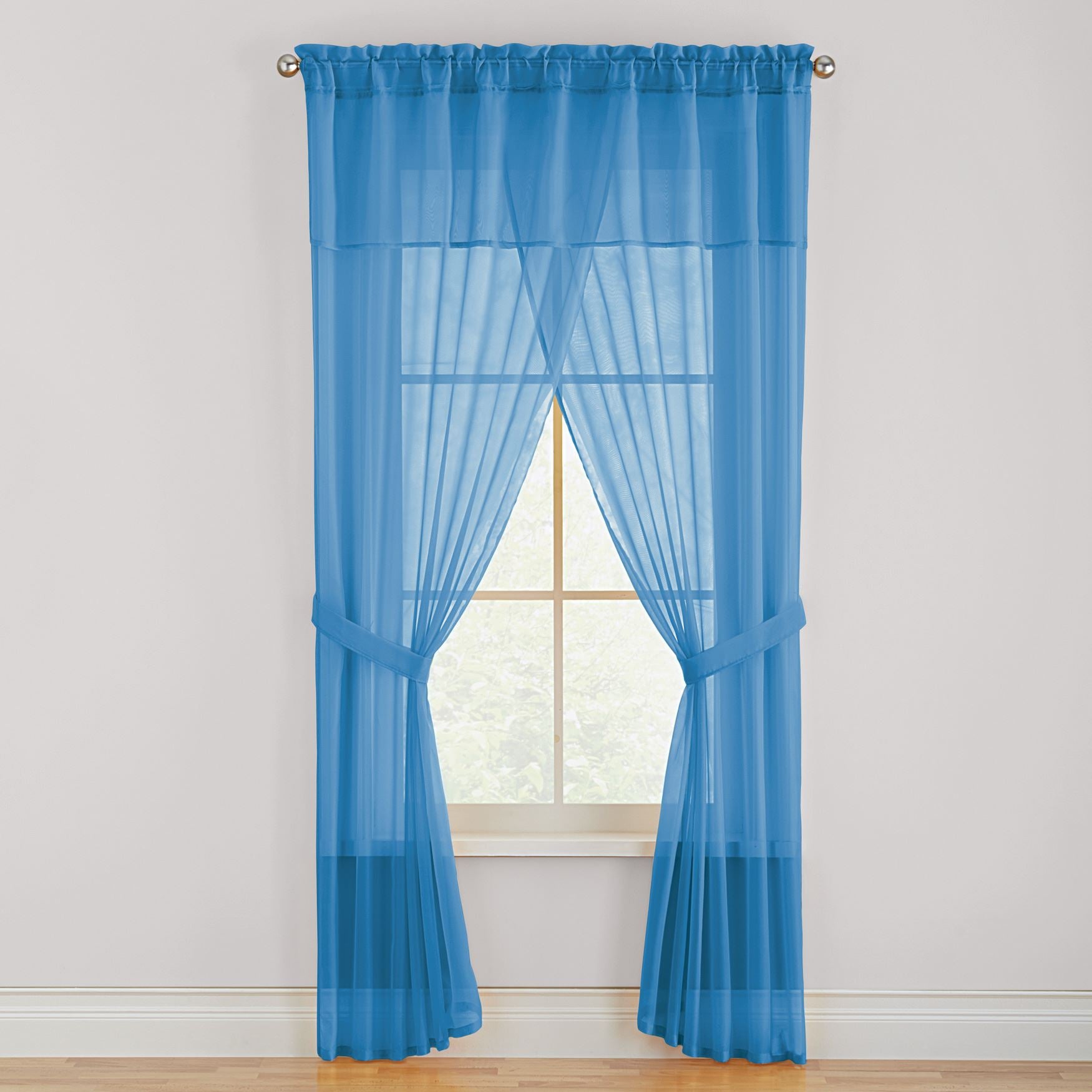 BH Studio® Sheer Voile 5-Pc. One-Rod Curtain Set | Plus Size Curtains ...