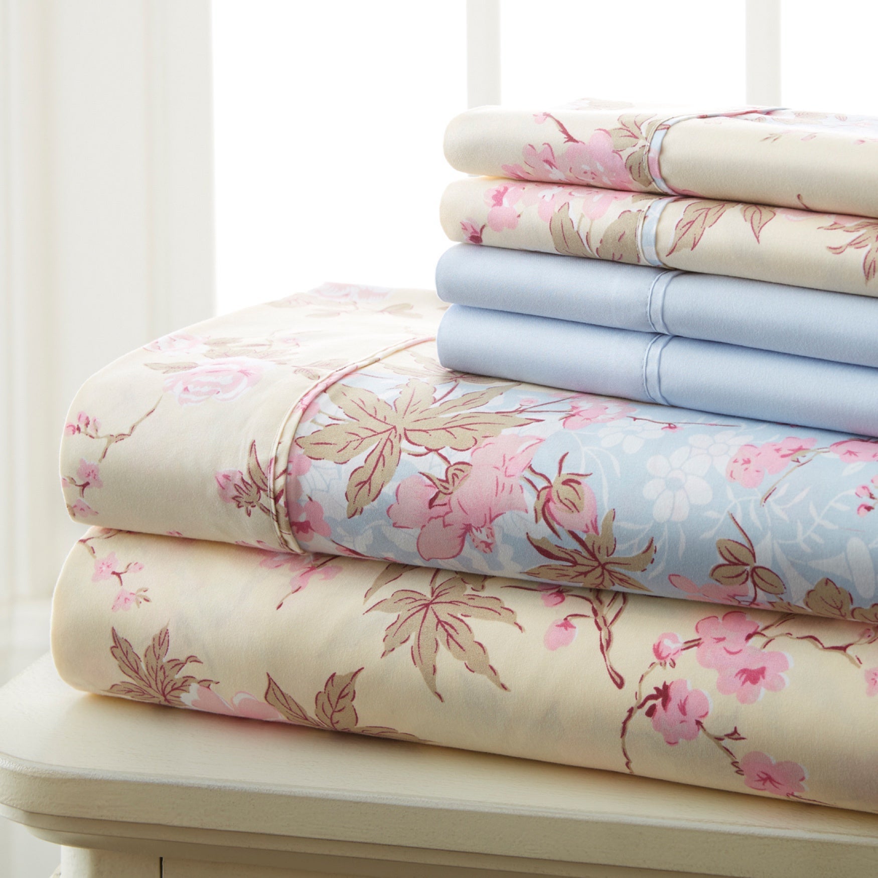 Traditional 6-pc Traditional Floral Sheet Set, Pink Green Floral ...