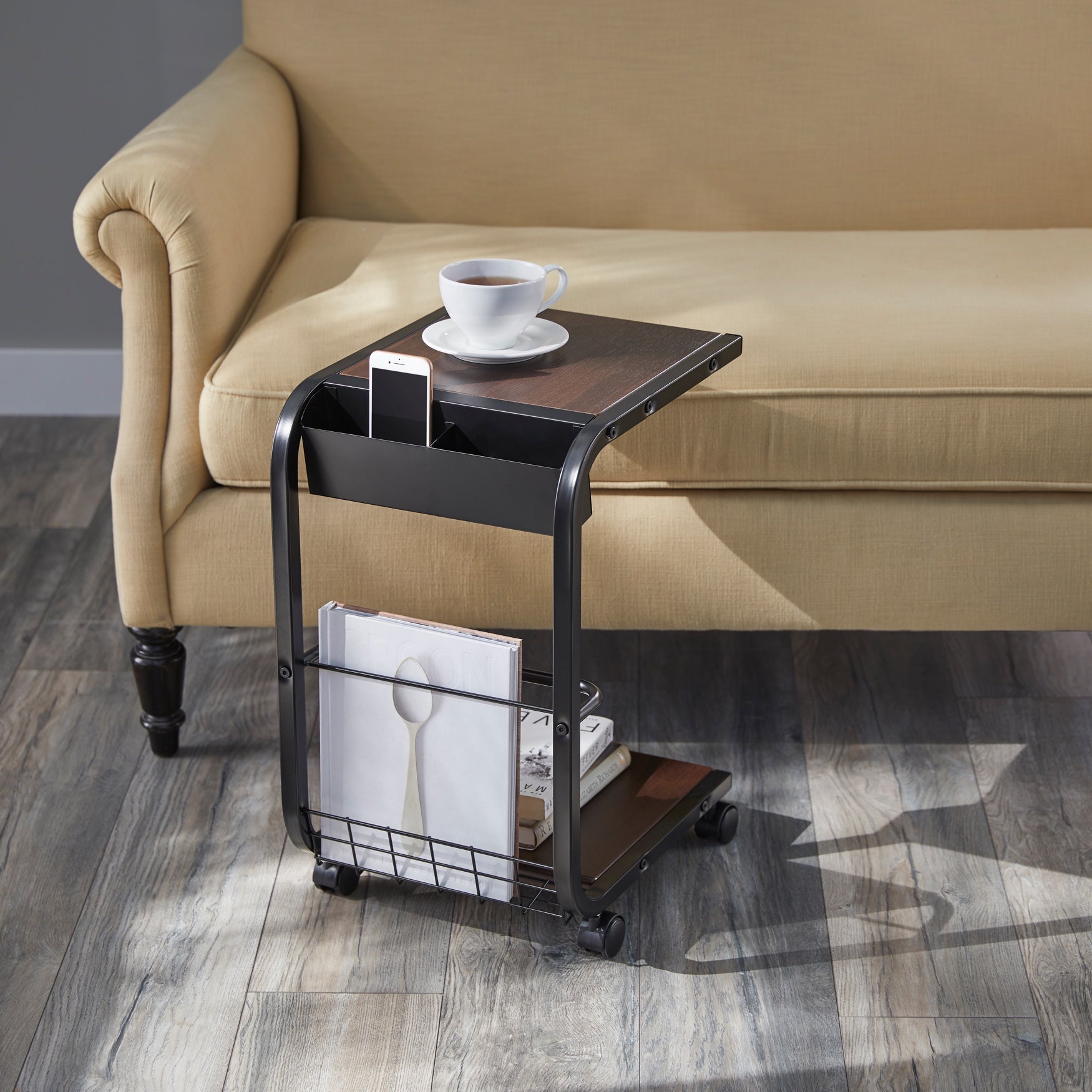 Rolling Side Table | Brylane Home Rolling Side Table | Brylane Home