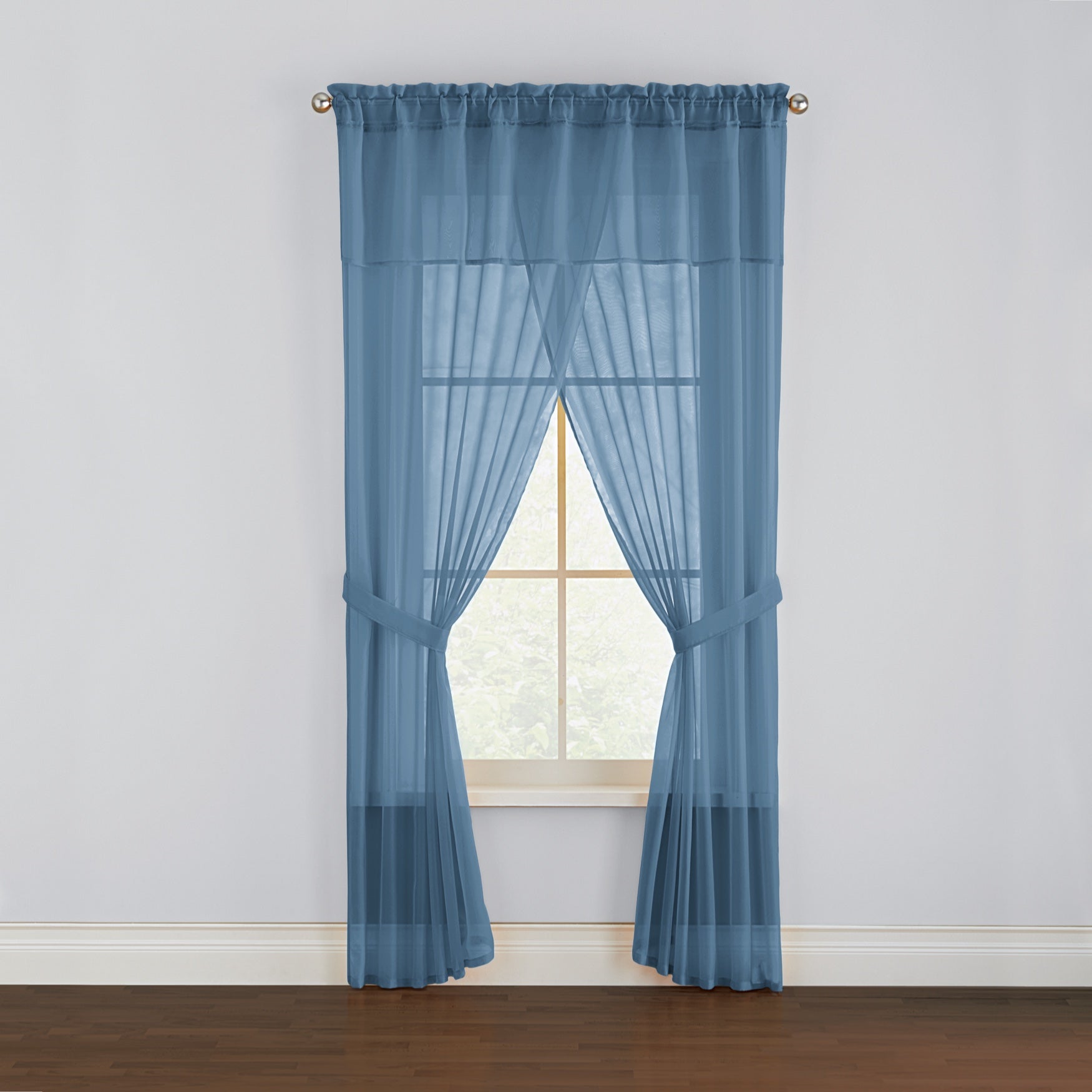Affordable BH Studio Sheer Voile 5-Pc. One-Rod Curtain Set, Smoke Blue ...