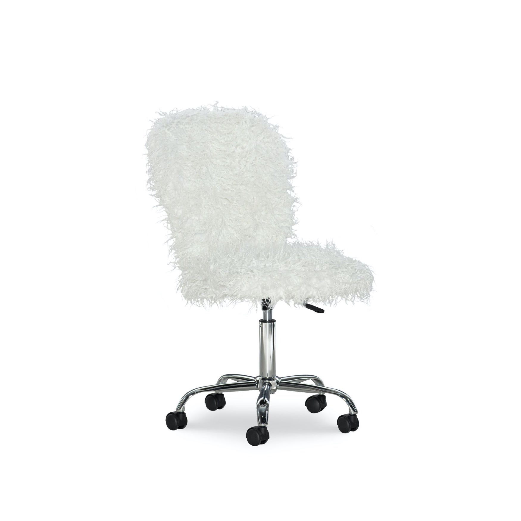 Fulton Faux Flokati Office Chair White | Brylane Home