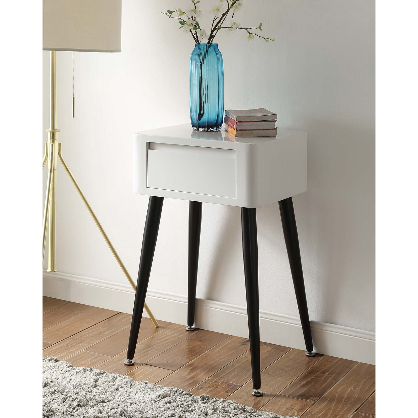 Black & White Side Table with Tall Legs | Brylane Home
