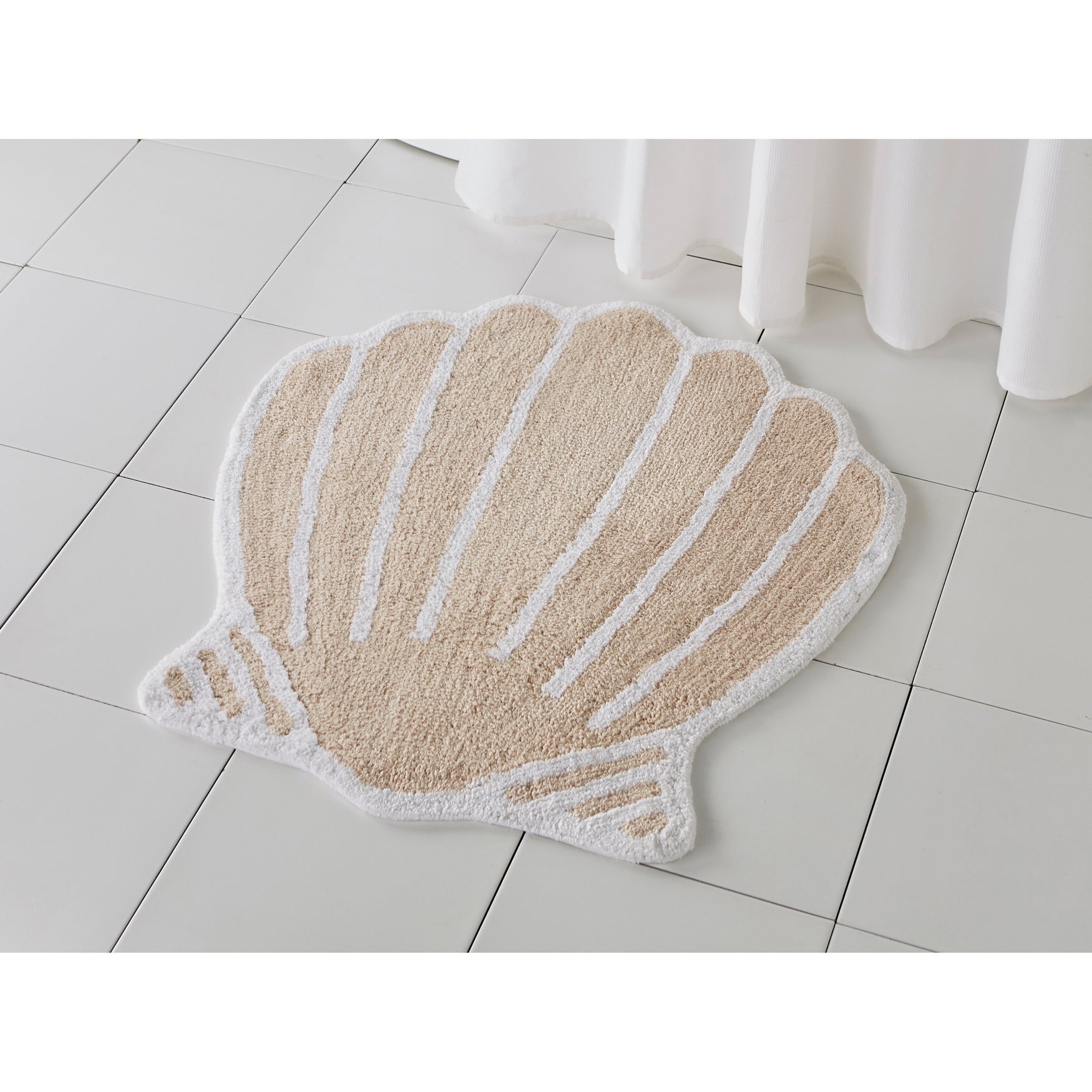 Seasonal Shell Bath Mat, Sand | Brylane Home