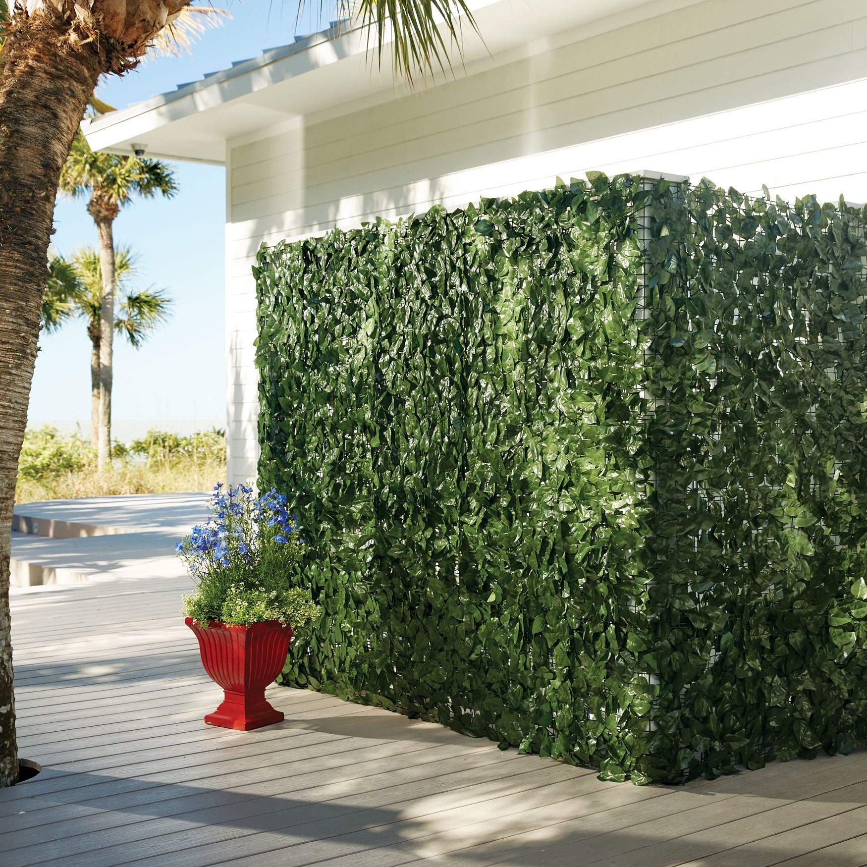 Simple High Faux Greenery Privacy Screen, Green | Brylane Home