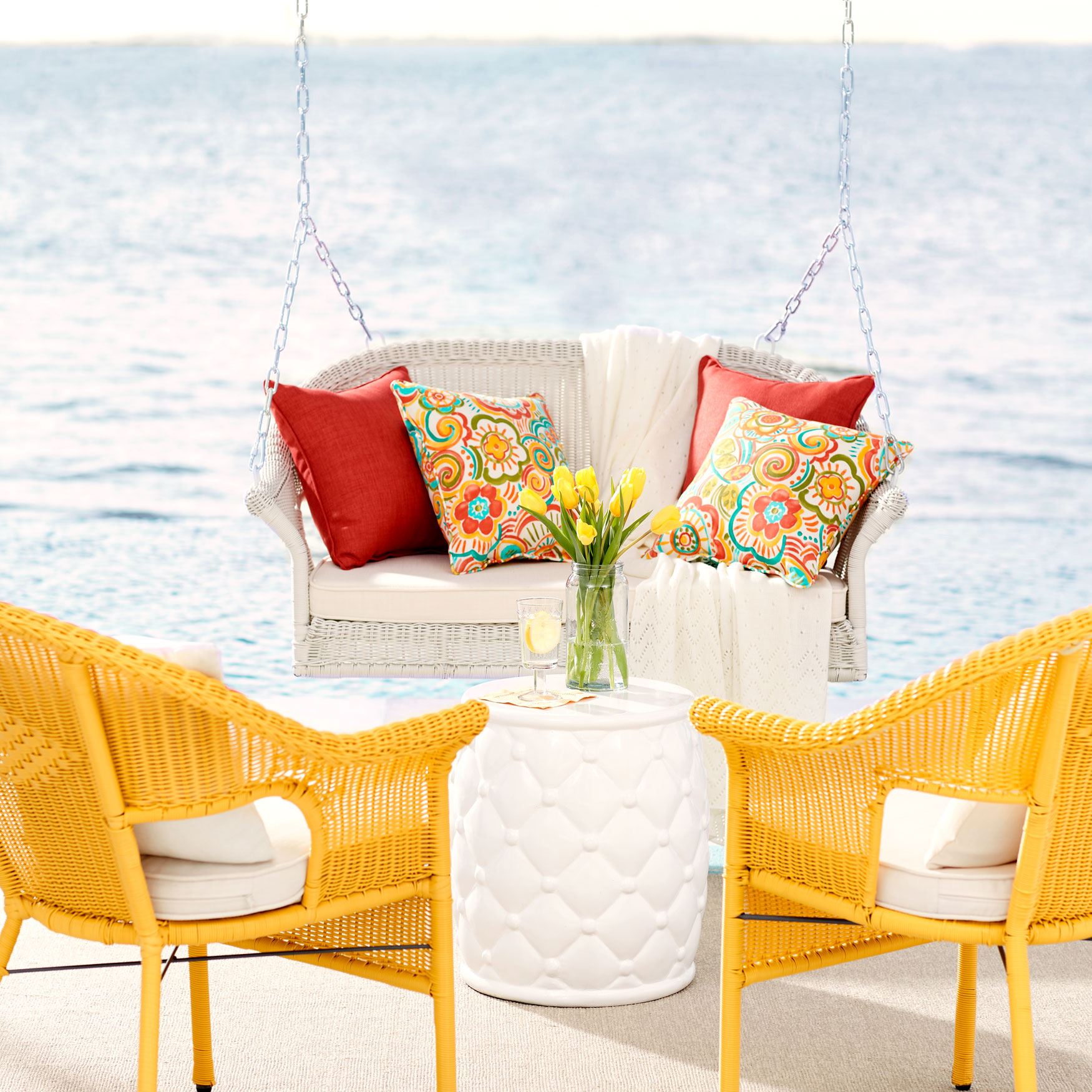 Roma Resin Wicker Porch Swing | Plus Size Outdoor Chairs | Brylane Home