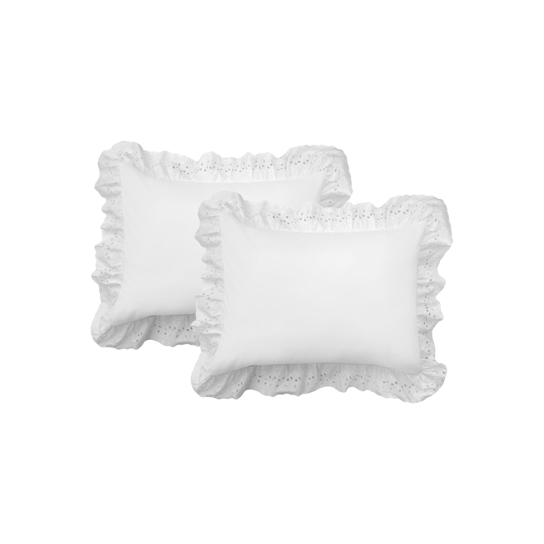 Traditional Fresh Idea Ruffled Eyelet 2-Pack Pillow Shams, White ...