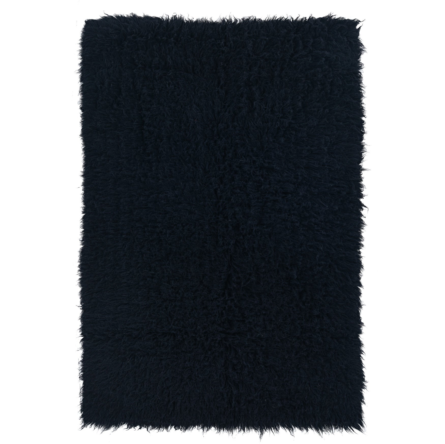 Traditional Flokati Black Rug, Black | Brylane Home