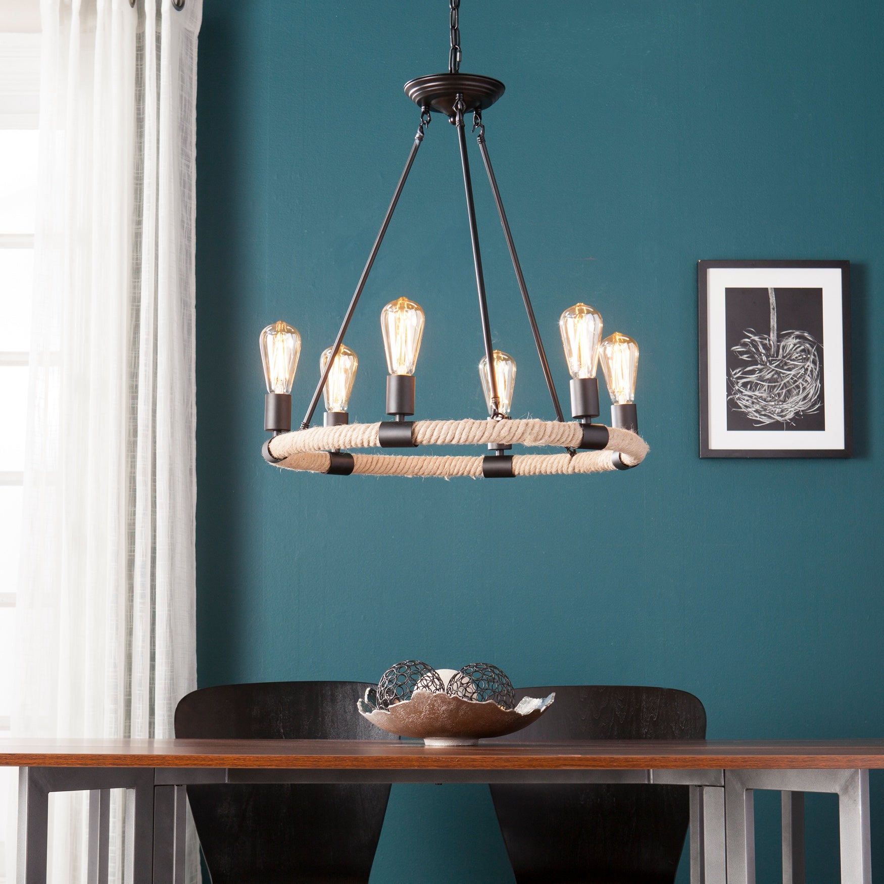 Liendo 6-Light Rope Chandelier | Brylane Home