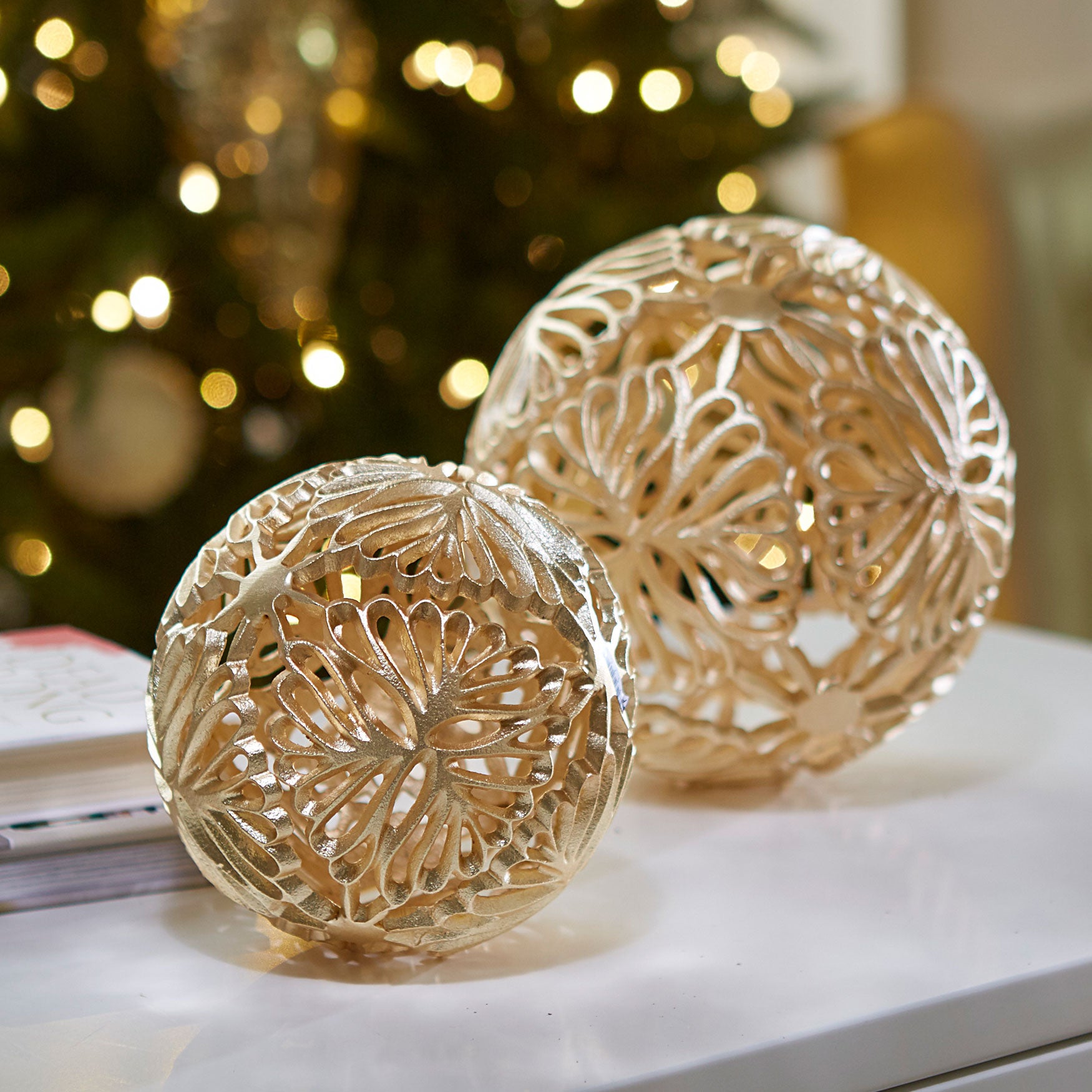 Seasonal Small Flower Ball, Gold | Brylane Home