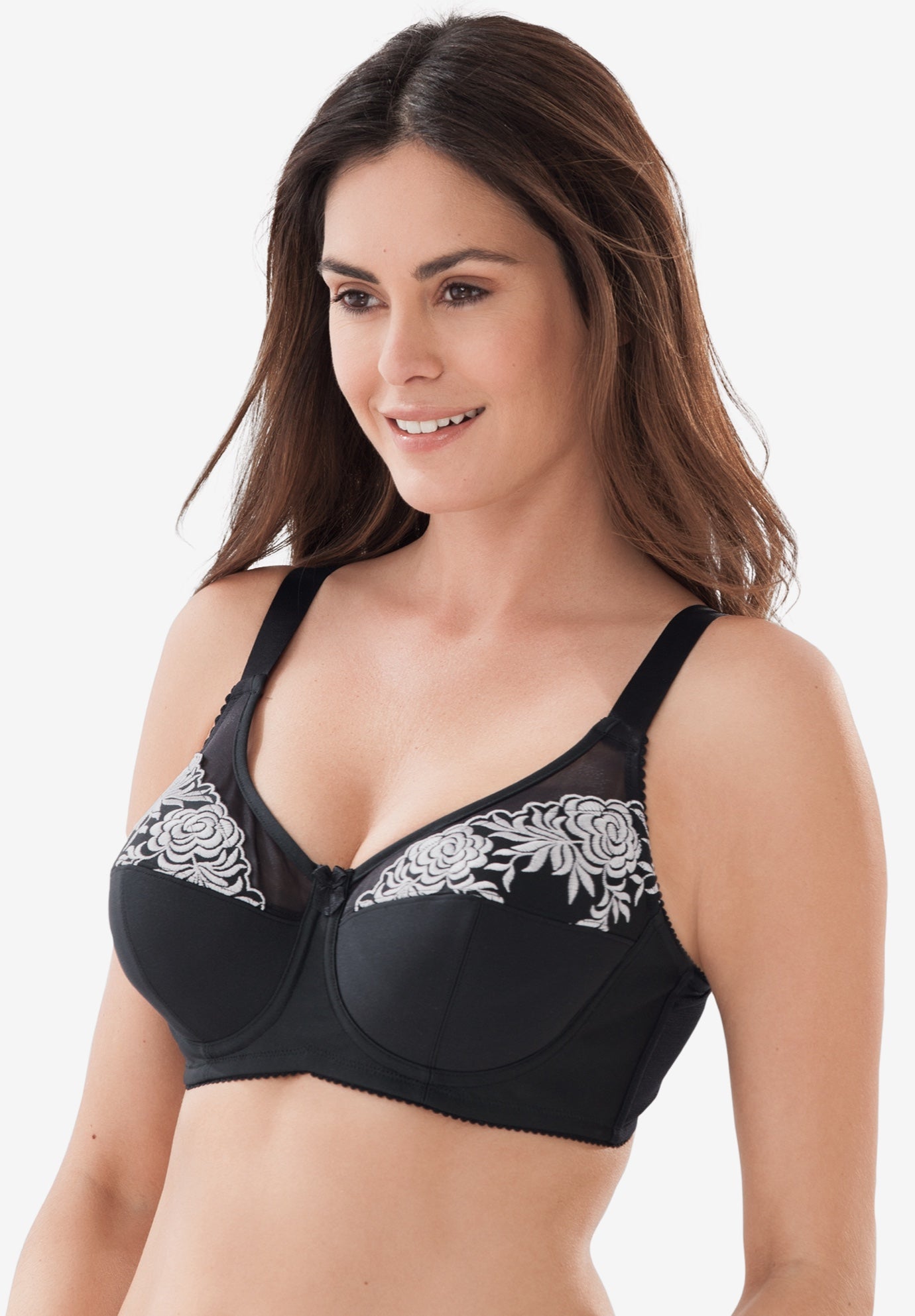 Elila® Embroidered Wireless Bra Full Coverage Bras Brylane Home
